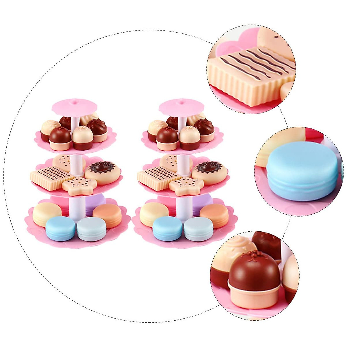 ibasenice 4 Sets Cake Toy Dessert Tower Toy Simulation Playset Children’s Toys Childrens Toys Afternoon Tea Toy Toys for Kids Cake Tower Toy Kit Dessert Playset Taste Toy Set Suite