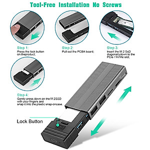 M.2 Solid State Drive Enclosure RGB Aluminum Case Support Trim for SSD Size 2242/2260/2280