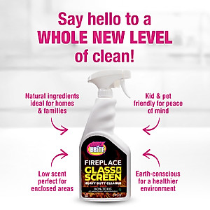 Quick N Brite Fireplace Glass Cleaner 24oz, with Sponge and Microfiber Towel