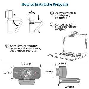 Angetube 1080P Webcam with Microphone - USB Computer Camera for Laptop/Desktop/Mac - HD PC Web Cam for Zoom/Skype/Teams/Xbox, Streaming | Video Conferencing | Calling