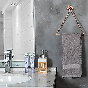 MyGift Modern Metal Triangle Towel Ring | Wall-Mounted Copper-Tone Bathroom & Kitchen Hand Towel Holder
