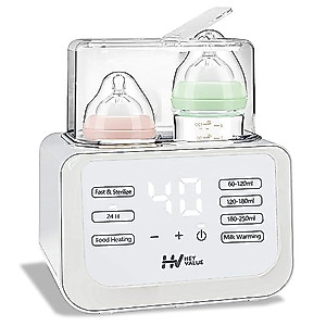 Baby Bottle Warmer, 8-in-1 Fast Milk Warmer for Breastmilk or Formula with Timer, 24H Constant Warming, with Defrost, Heat Baby Food Jars, Sterili-zing Function, Accurate Temp Control, Fits 2 Bottles