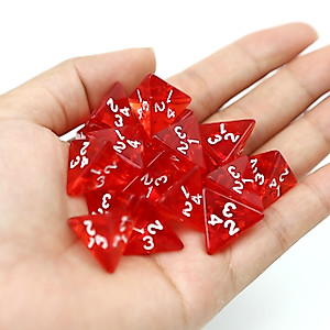60PCS Red Four Sided D4 Dice for D&D TRPG Cup Games, Multi Gem Polyhedral Triangular Mini Acrylic Dice Set Suitable for Board Table RPG Gaming Theme Parties Gatherings Bar Gift for Friends Family