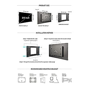 Leotachi 21.5 inch Touch Screen Mirror IP66 Waterproof TV for Bathroom Shower - Support 360° Rotation, 500 nits High Brightness Full HD 1080P Built-in Android OS WiFi/LAN/USB/BT/HDMI(Black)