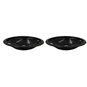 WB31M19 and WB31M20 Range Cooktop Porcelain Drip Pans Replacement Set Compatible with GE Hotpoint Kenmore Range with Locking Slot - Includes 2 6-Inch and 2 8-Inch Pans, 4 Pack, Black