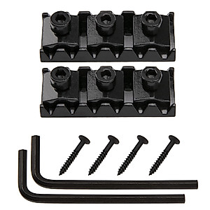 2Pcs Yootones 42mm Metal Guitar String Locking Nut Compatible with Floyd Rose Style Electric Guitar Tremolo Bridge Lock System (Black)