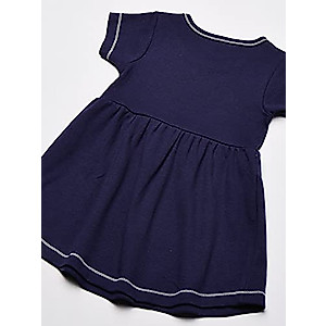 Touched by Nature baby girls Organic Cotton Short-sleeve and Long-sleeve Dresses Playwear Dress, Toddler Lemons Short Sleeve, 2T US