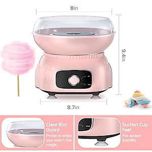 Candey Cotton Candy Machine, Cotton Candy Maker for Kids, Makes Hard Sugar, Sugar Floss, Homemade Sweets for Birthday Parties, Includes 1 Magic Stick, 1 Sugar Scoop, and 10 Bamboo Skewers, Pink