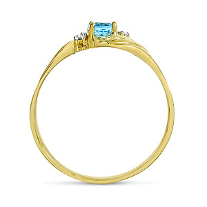 Direct-Jewelry 10k Yellow Gold Oval Blue Topaz And Diamond Ring (Size 7)