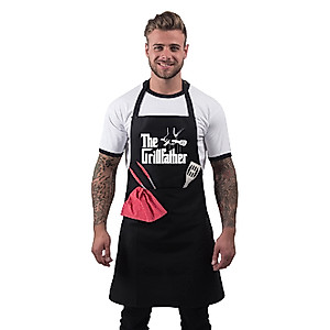 Bang Tidy Clothing BBQ Apron Funny Grill Aprons for Men The Grillfather Men’s Grilling Gifts Black