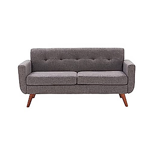 Tbfit 65" W Loveseat Sofa, Mid Century Modern Decor Love Seats Furniture, Button Tufted Upholstered Love Seat Couch for Living Room (Grey)