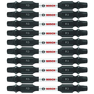 BOSCH ITDESQ325B 10-Pack 2-1/2 In. Square #3 Impact Tough Double-Ended Screwdriving Bits