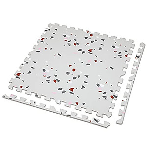 Clevr Extra Large Interlocking EVA Foam Baby Play Mat Soft Stylish Non-Toxic Kids Toddler Play Floor Tiles Mats with Edges 6 pcs 6'x4' Terrazzo Style