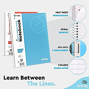 Enday College Ruled Notebook, 1 Subject Notebook College Ruled, Hardcover Spiral Bound Notebooks for School and College, 70 Sheets lined Notebook (6 Pack)