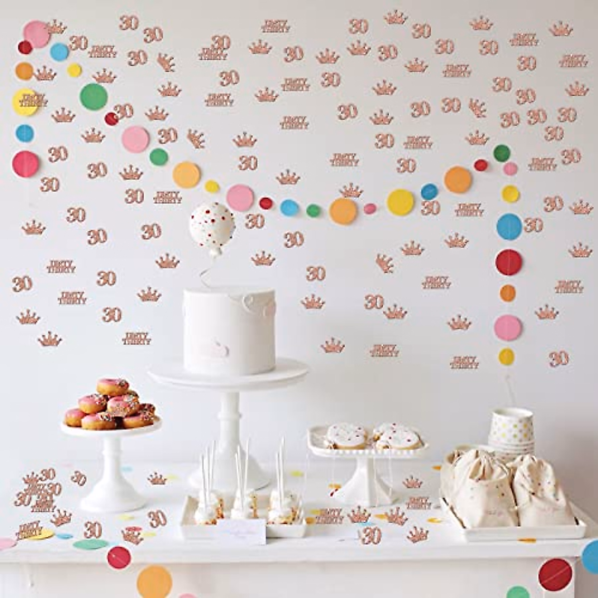 Ambishi 120pcs Rose Gold Glitter Dirty Thirty Confetti, Happy 30th Birthday Party Table Decoration for Women, Dirty 30 Table Confetti