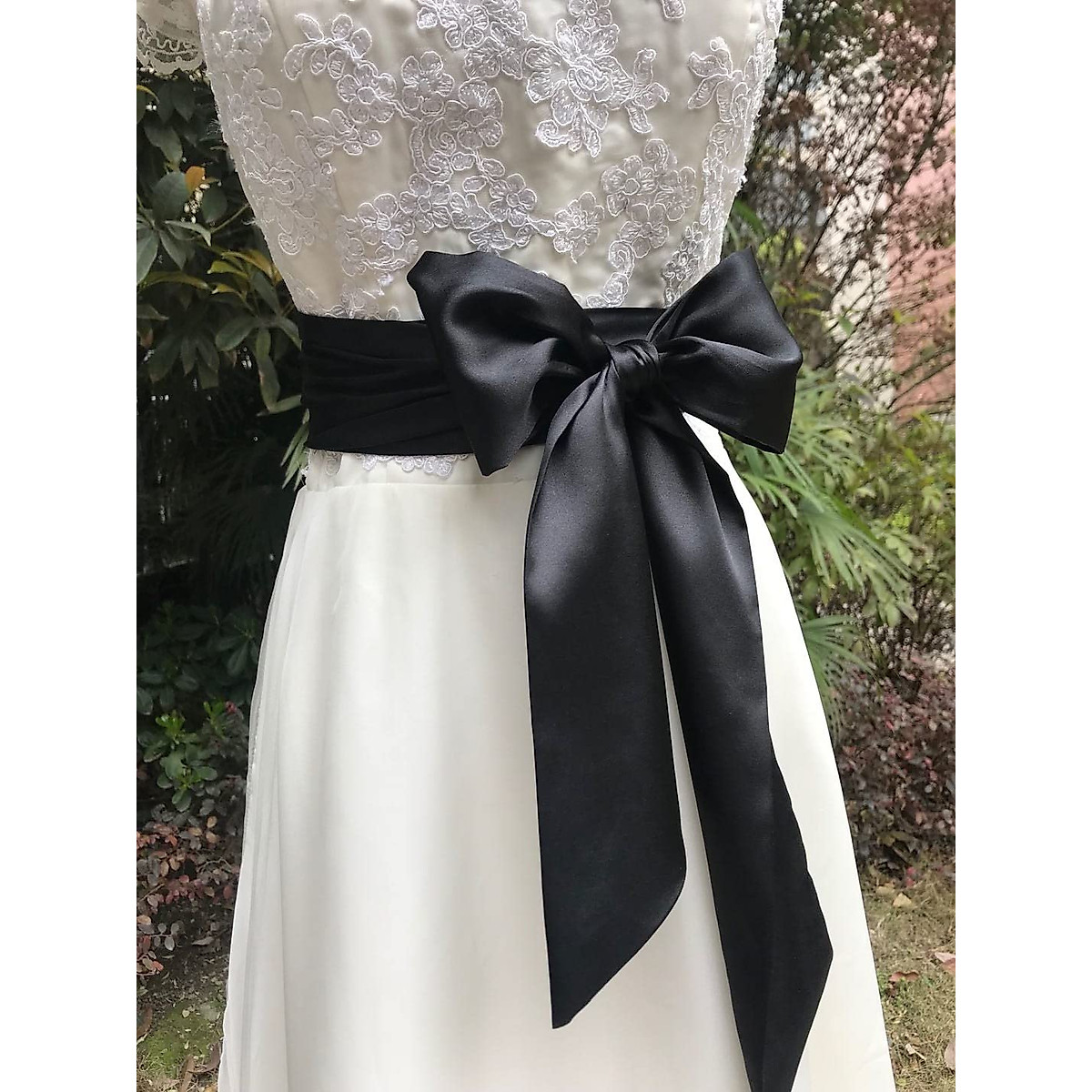 AIMECHA Special Occasion Dress Sash Wedding Sash Bridal Belts 4'' Wide Double Side (Black)