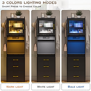 JDPAG 3-in-1 Vanity Desk with Mirror and Lights, Makeup Vanity Table with Cushioned Stool, Compact Dressing Table Writing Desk for Small Spaces, Vanity Set for Bedroom
