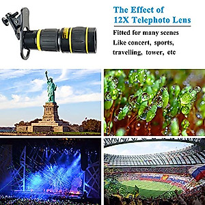 Cell Phone Camera Lens Kit, SEVENKA 18X Telephoto Lens with Remote Shutter, Tripod, Fisheye, Macro and Wide Angle Lens for iPhone 11 Pro Max X XS Max XR/8/7/6/6s Samsung Android Smartphone