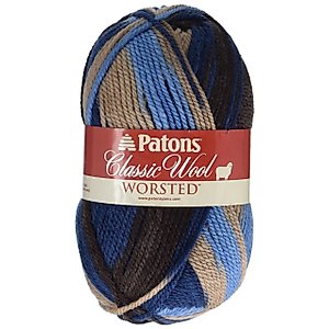Patons Classic Wool Yarn, 3.5oz, Gauge 4 Medium, 100% Wool Wedgewood - For Crochet, Knitting & Crafting