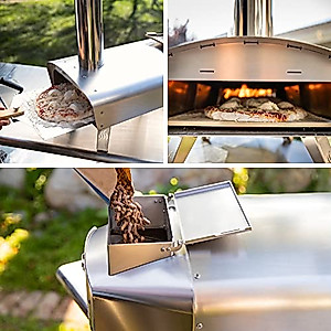 Mimiuo Outdoor Pizza Ovens Wood Pellet Pizza Oven Portable Stainless Steel Wood Fired Pizza Stove with 13" Pizza Stone & Foldable Pizza Peel (Classic W-Oven Series)