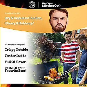 MOUNTAIN GRILLERS Beer Can Chicken Roaster Stand - Stainless Steel Holder - Barbecue Rack for The Grill, Oven or Smoker - Dishwasher Safe - Includes 4 Vegetable Spikes