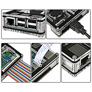 Miuzei Raspberry Pi 3 B+ Case with Fan Cooling Pi 3B Case with 3 Pcs Heat-Sinks 5V 3A Power Supply for Raspberry Pi 3 B+ (B Plus) 3B (No Raspberry Pi Board)