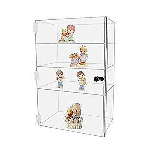 Marketing Holders Acrylic Locking Vertical Cabinet with Keys 12" x 7.88" x 19" Clear Tall Countertop Locker One Piece No Assembly Cupboard with Swinging Door for Retail Merchandise
