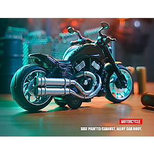 Gilumza Pull Back Motorcycles Toy, Moto Gift with Music Lighting, Wolverine Motorcycle Toys for Boys Kids Age 3-12 Year Old (Black)