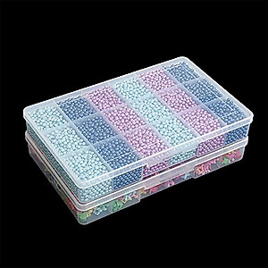 BangQiao 2 Pack Fixed 18 Grids Clear Plastic Compartment Container Case, Transparent Organizer Storage Divider Box with Lid for Bead, Button, Hardware, Screw, Sewing Kit, Craft Supplies
