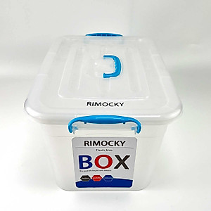 RIMOCKY Plastic boxes ,Plastic Storage Bin Tote Organizing Container with Durable Lid and Secure Latching Buckles, Stackable and Nestable