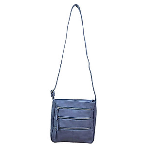 Zzfab Triple Zipper Locking Concealed Carry Crossbody Bag - CCW Concealed Carry Purse Blue