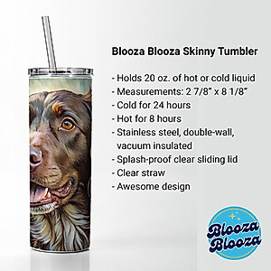 Boykin Spaniel Dog Illustration Skinny Tumbler 20oz with Straw Insulated Water Bottle Gift