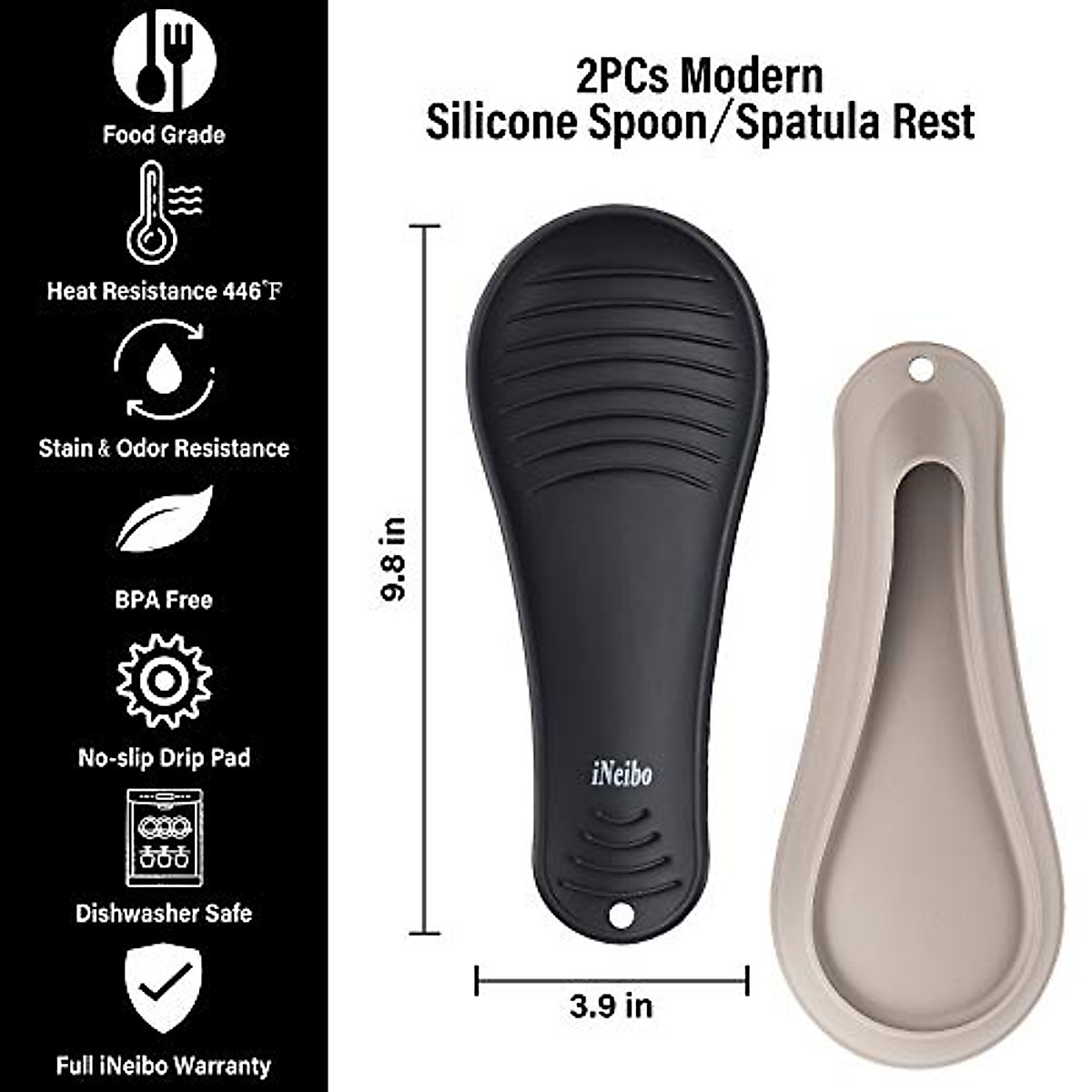 iNeibo Silicone Spoon Rest For Kitchen Counter, Silicone Spoon Holder –Silicone Utensil Rest for Stove Top