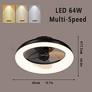 CATA-MEDICA Fan Light Mid-Century Flush Mount Copper Motor Low Profile Ceiling Fans with Lights 64W 3-Color Lighting Mode Smart Chandelier Mid-Century Multi-Speed Acrylic Lampshade Quiet Fan