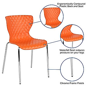 Flash Furniture Lowell Contemporary Design Orange Plastic Stack Chair