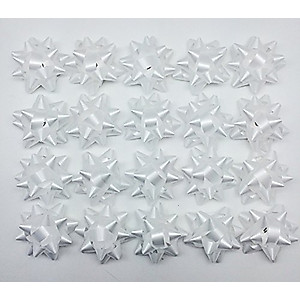 PEPPERLONELY Brand 20PC Peel & Stick Christmas Confetti Gift Bows 2-3/4", White