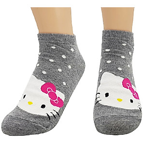 JJMax Women's Hello Kitty Cotton Ankle Socks Set, Cotton Blend Set, One Size,4 Pack