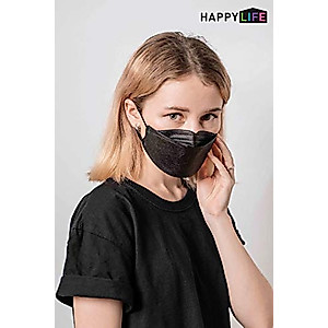 [Pack Of 10] GOODDAY ENGLISH BLACK SMALL Certified KF94 Korean Face Mask Disposable Comfortable YOUTH Face Mask, Age 9-15, Small Size By Happy Life