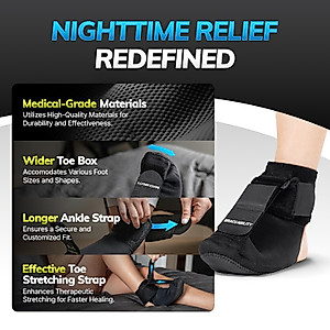 BraceAbility Plantar Fasciitis Night Splint Sock - Soft Plantar Fascia Brace for Sleeping, Achilles Tendonitis, Foot Drop, Heel Pain - Plantar Fasciitis Relief Night Splint for Women and Men (Large)