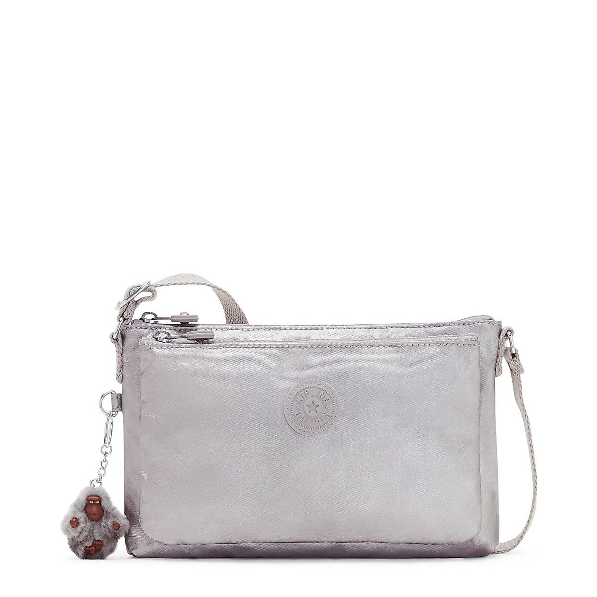 Kipling Mikaela Metallic Crossbody Bag Smooth Silver Metallic