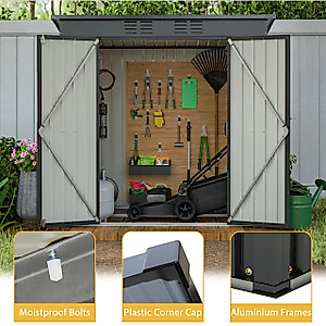 Outdoor Storage Shed 6x4 FT Outdoor Shed,Garden Shed Metal Shed with Lockable Door,Backyard Shed for Patio Lawn Backyard,Perfect to Store Garden Tools,Bike Accessories,Lawn Mower,Trash Can etc.