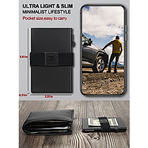 Minimalist Slim Card Holder Wallet for Men - Pop Up Credit Card Holder,Men's Slim Wallet,Metal Wallet for Mens,Credit Card Holder,Ultralight Cards Wallet,RFID Blocking Protection,Band for Cash, Black