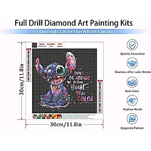 VeGuude Diamond Painting Kits for Adults -Stitch DIY 5D Diamond Art Kits Full Drill Diamond Dots Paintings with Diamonds Gem Art and Crafts Home Decor 12x12inc