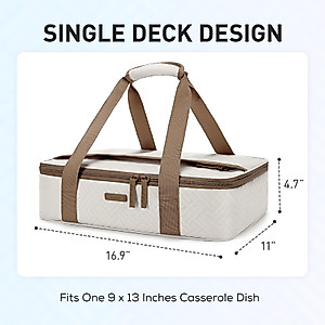 TOURIT Insulated Casserole Carrier for Hot or Cold Food Thermal Food Carrier for Picnic Cookouts Potluck Parties Fits 9" x 13" Baking Dish