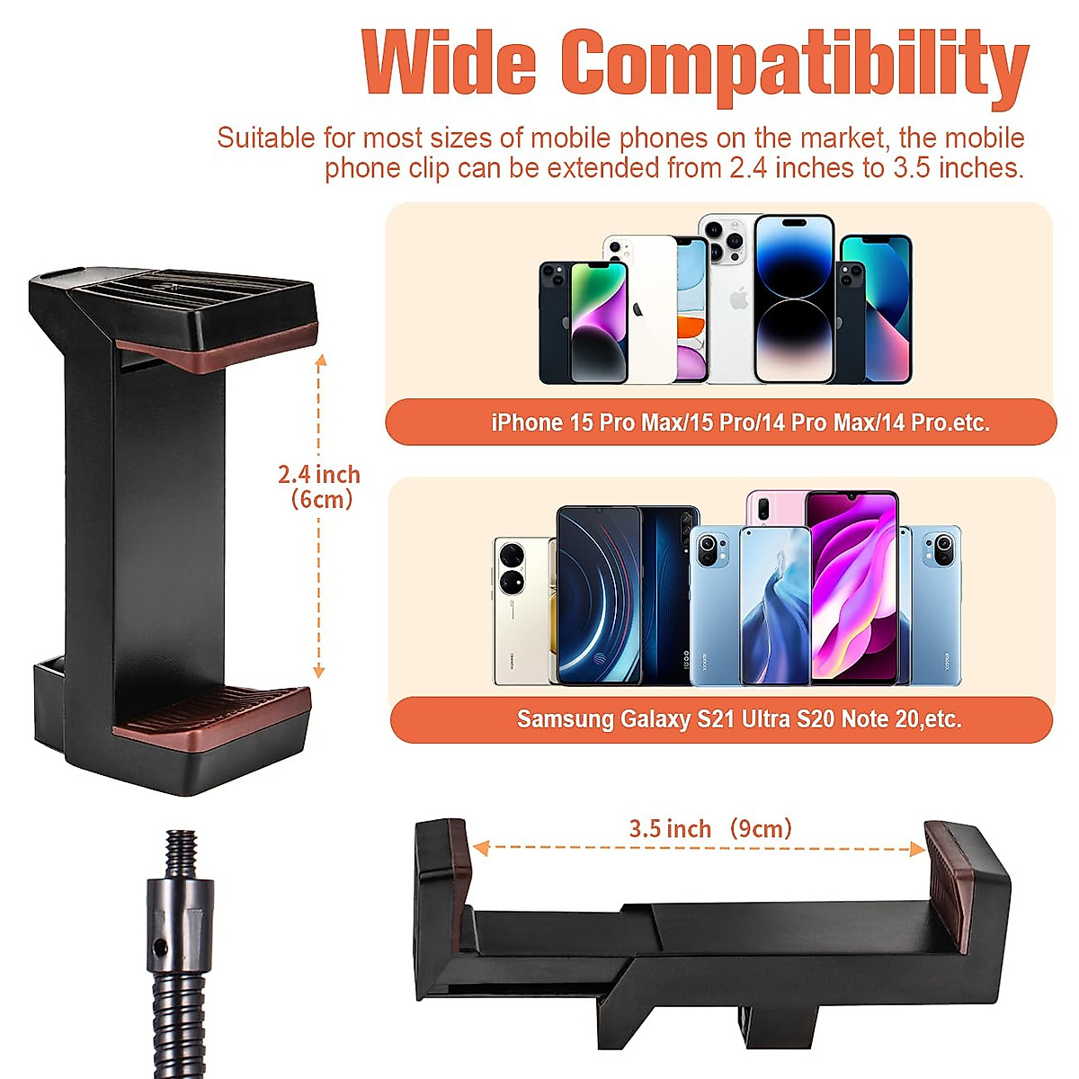 Phone Floor Tripod Stand, Lusweimi 81" Tall Cell Phone Tripod, Overhead 360°Adjustable Gooseneck Tripod with Phone Holder, Compatible with iPhone 15 Pro Max/Plus/14/13/12 for Video Recording