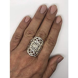 Dabble Big Seed of Life Ring Sterling Silver 925 Sizes Us 7 8 9 Sacred Geometry Flower of Life Yoga jewelry (9) (7)