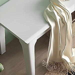 BALANBO Bed End Bench, Wood Bench, Living Room Entrance Bench, Bedroom Seat Dining Table Chair, Bedroom, Living Room, Kitchen Wooden Bench (White)…