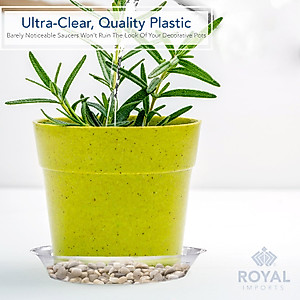 Royal Imports Plastic Planter Saucer, Clear Drip Tray, Flower Pot Disposable Bowl Plate, Moisture Drainage Liner for Home and Garden, 12", 10-Pack