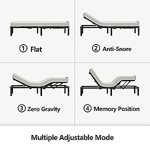 BANTI Adjustable Bed Base Frame, Motorized Head and Foot Incline,Under Bed LED RGB Light, Wireless Remote Control, Dual USB Ports and Customized Positions, Twin XL, Ergonomic, Black