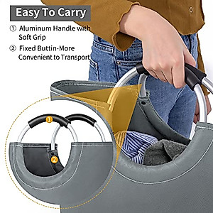 ZERO JET LAG 115L X-Large Laundry Basket Collapsible Fabric Laundry Hamper Laundry Bag with Handles Portable Washing Bin Dirty Clothes Basket for College Bathroom Essentials Storage (Gray & Silver)